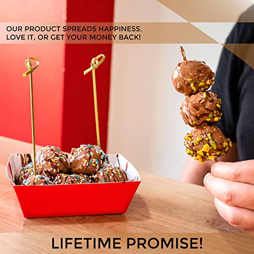 Cocktail Picks - Bamboo Skewers - Long Toothpicks for Appetizers - Eco Friendly Skewer Sticks - Fancy for Martini Drinks & Food Appetizer - Charcuterie Accessories - 6 inch Wooden Knot Pick 100 pcs