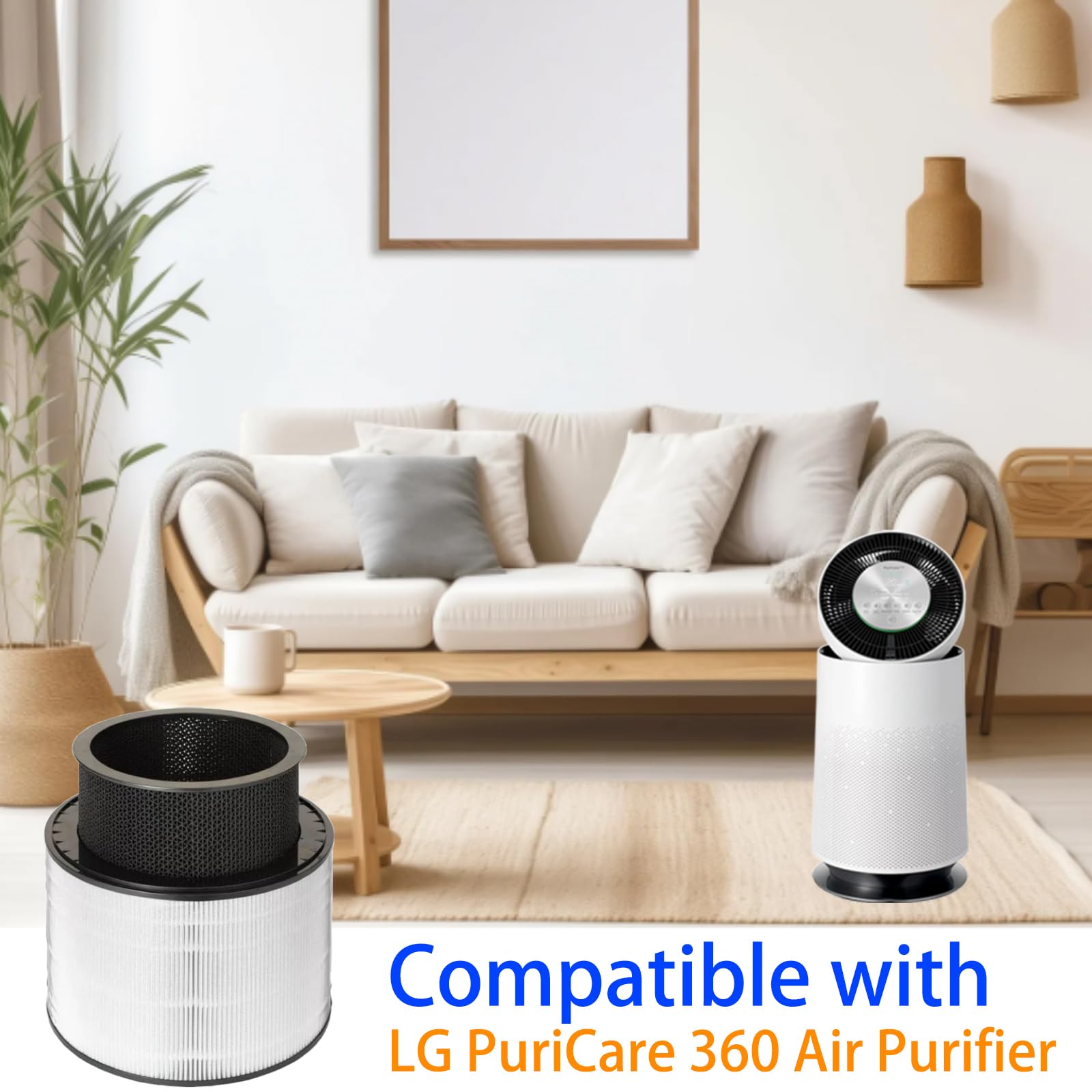 AAFTDT301 Air Filter For LG PuriCare 360 Air Purifier, AS560DWR0 & AS330DWR0, H13 True Hepa Filter with High Efficiency Activated Carbon and Pre-filter, Model Number AAFTDT301