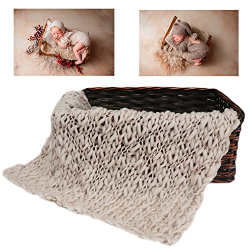 M&G House Newborn Wrap Baby Photography Wool Wrap Baby Photo Props Baskets Filler Rug(Beige)