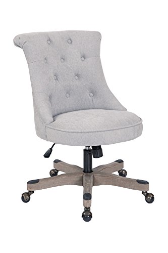 OSP Home Furnishings Hannah Tufted Office Chair with Adjustable Height and Grey Wood Base, Fog Fabric