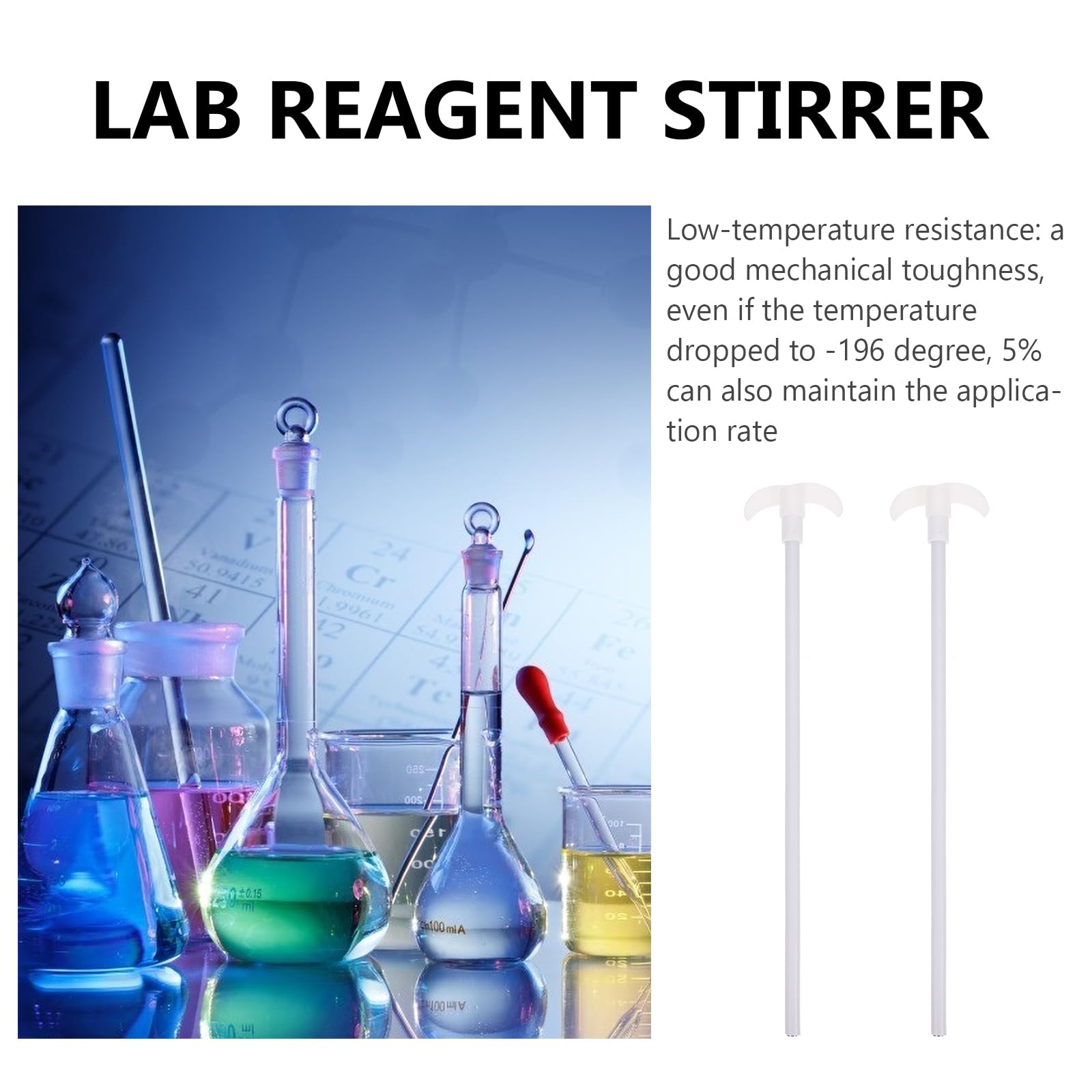 Baluue PTFE Electric Stirring Rod 310 mm/12 inch Length Stirrer with Paddle Mixer Shaft Accessories Electric Overhead Stirrer for Lab