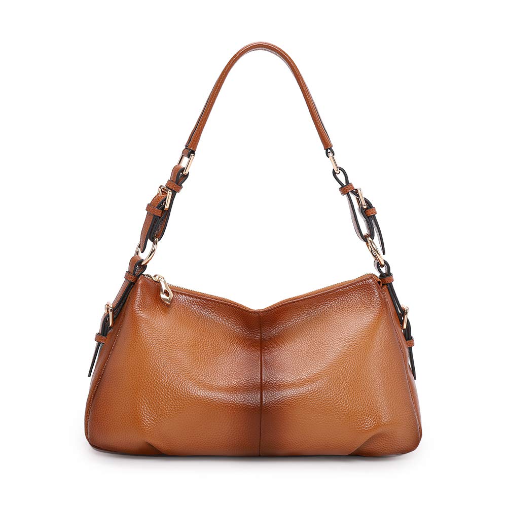 Kattee Vintage Genuine Leather Tote Shoulder Bag With Adjustable Handles Soft Leather Hobo handbags for Women