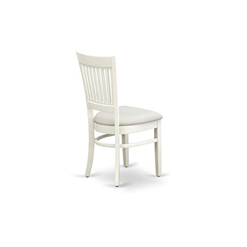East West Furniture Dublin 3 Piece Modern Set Contains a Round Wooden Table with Dropleaf and 2 Fabric Upholstered Dining Chairs, 42x42 Inch, Linen White