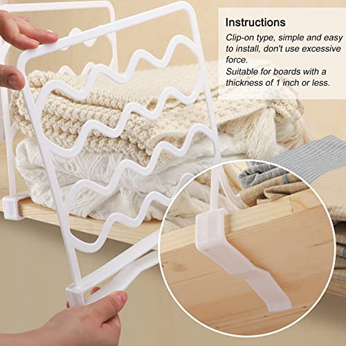 Mebbay Closet Shelf Dividers, 12 Pack Plastic Closets Shelves Organizer, Wood Shelf Divider for Clothes, Book and Bedroom Organization