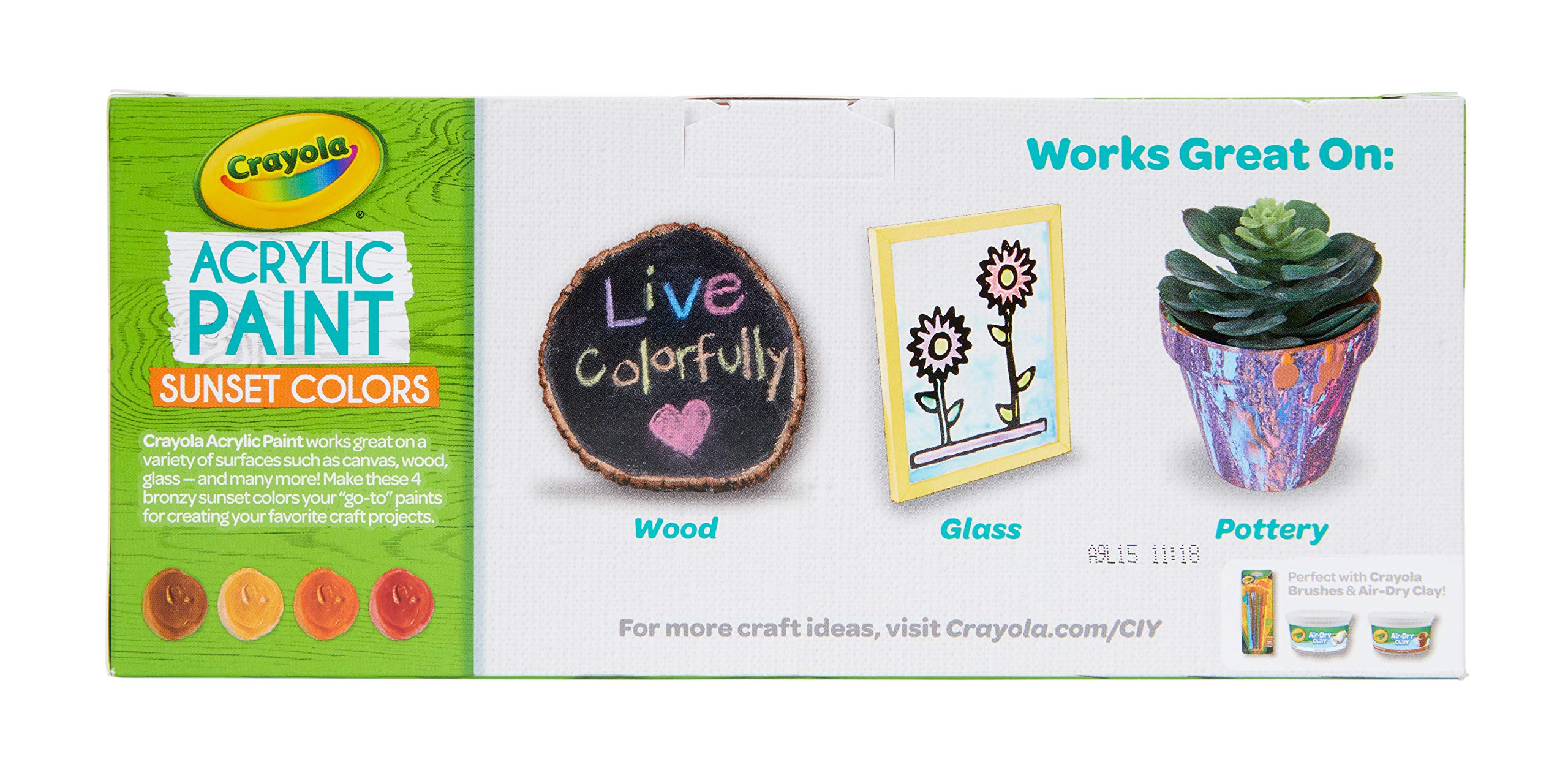Crayola Paint Set in Sunset Colors, Multi-Surface Craft Paints, Painting Supplies, 4 Count