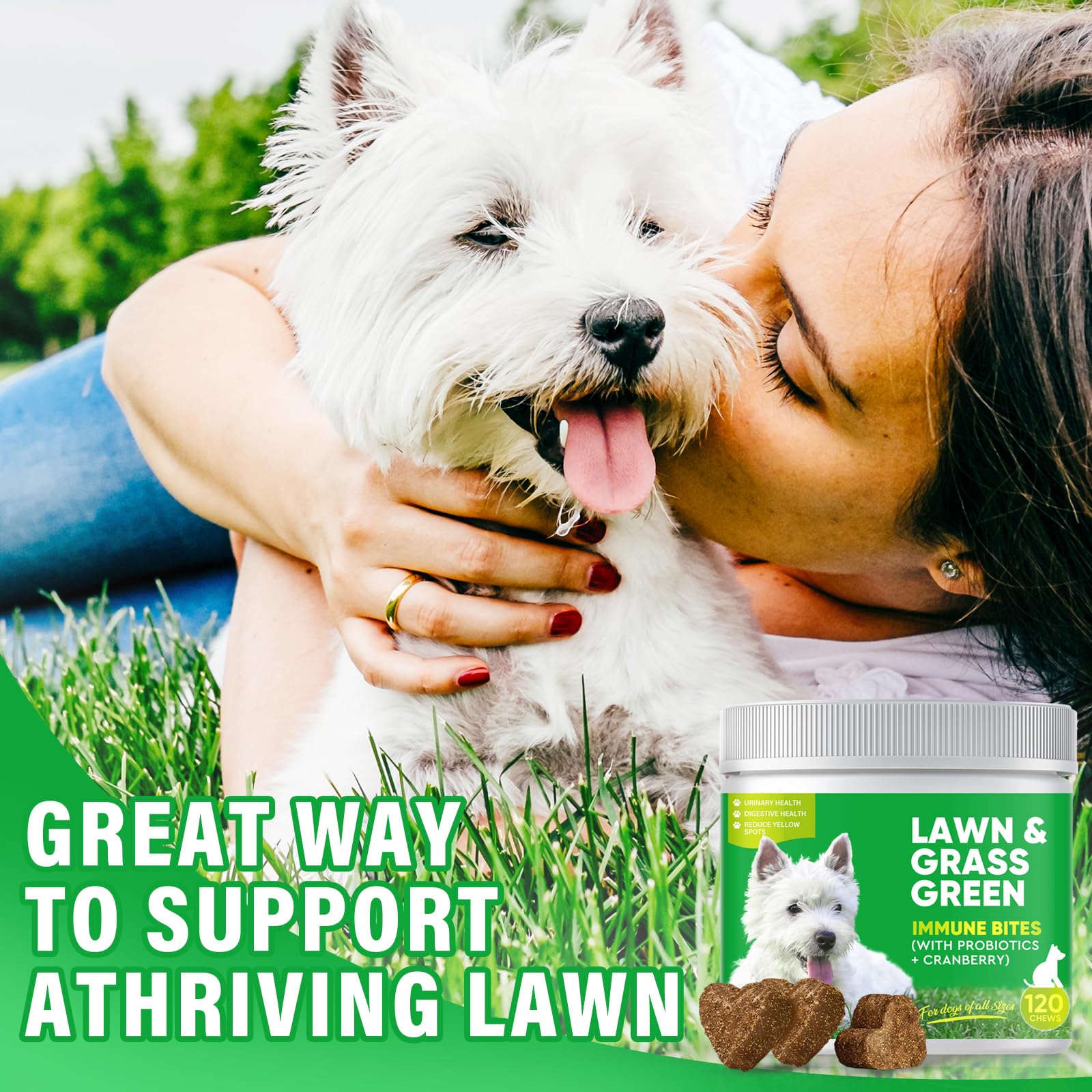 FILBA Dog Urine Neutralizer for Lawn, Grass Burn Spot Supplement Soft Chews for Dog Urine, Support Bladder, Kidney&Urinary Tract, Reduce Grass Burn/Pee/Yellow Spots, 120 Chews