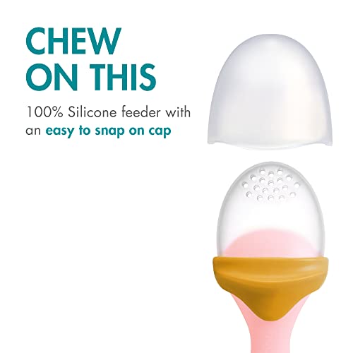 Boon PULP Silicone Baby Feeder β 2 Count β Orange/Pink and White/Mauve β Soft Silicone Vegetable and Fruit Feeders β Teething Baby Essentials