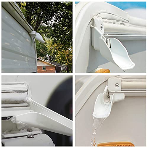 FCOUIID RV Rain Gutter Spouts with Extensions - Roof Rail Gutter Drain Protect Accessories for Van, Travel Trailer, 2 Left & 2 Right (White)