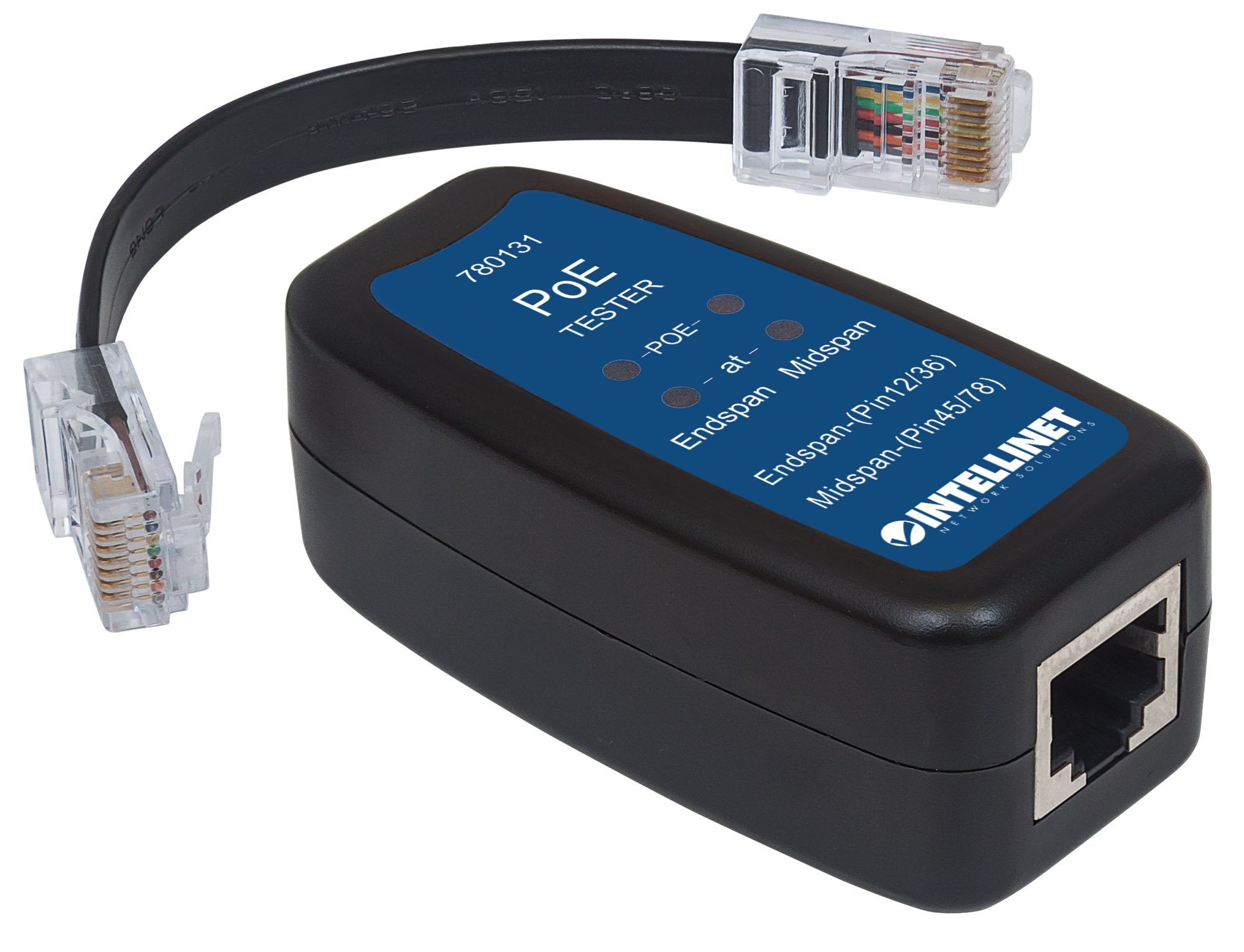 Intellinet RJ45 Poe+ Ethernet Tester β Cat6 Network Cable Checker for LAN Internet Ports, Tests Endspan Midspan Power, Detects IEEE802.3af and IEEE802.3at β 3 Yr Mfg Warranty - 780131