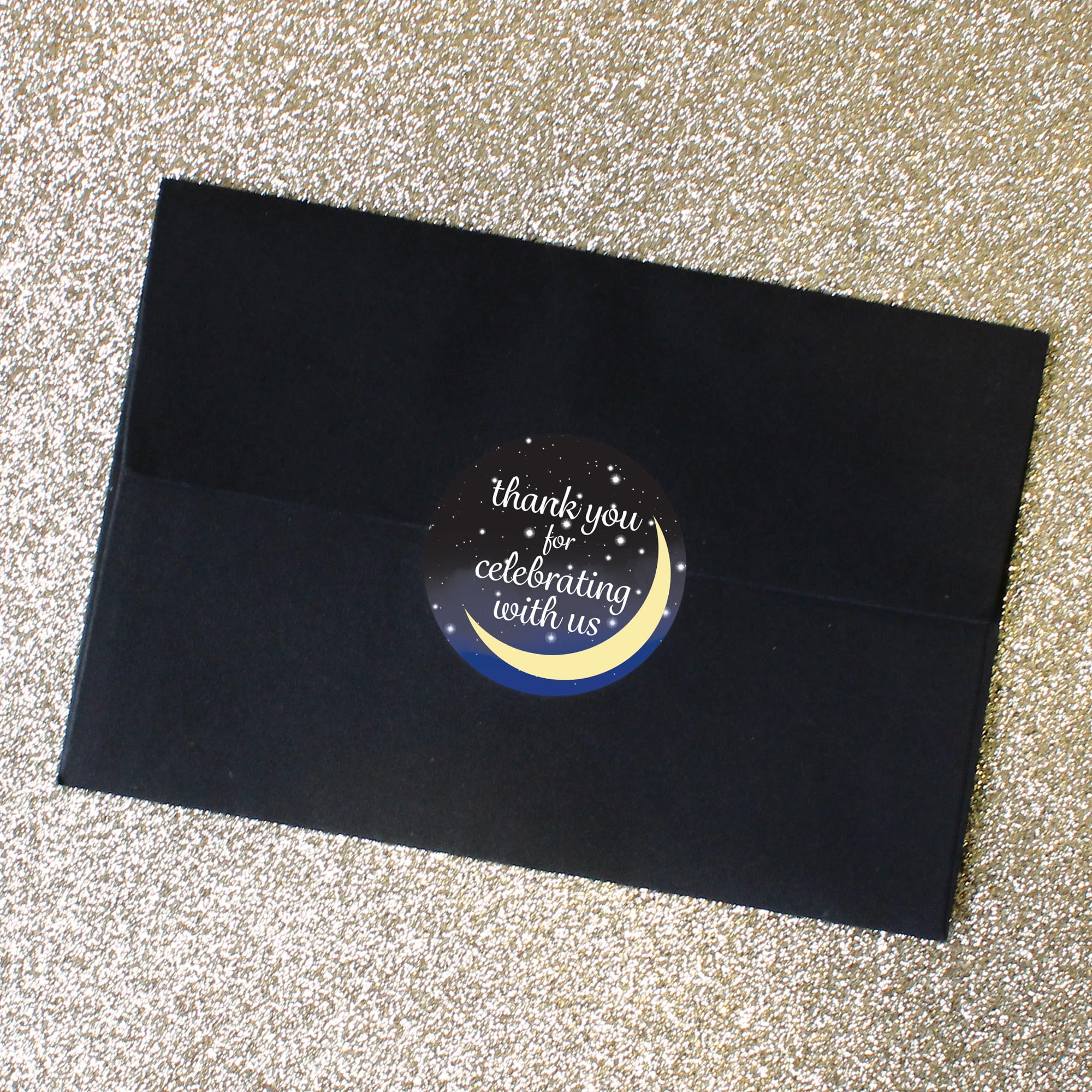 Over The Moon Baby Shower Thank You Stickers, Moon and Stars Baby Shower Decorations - 40 Count
