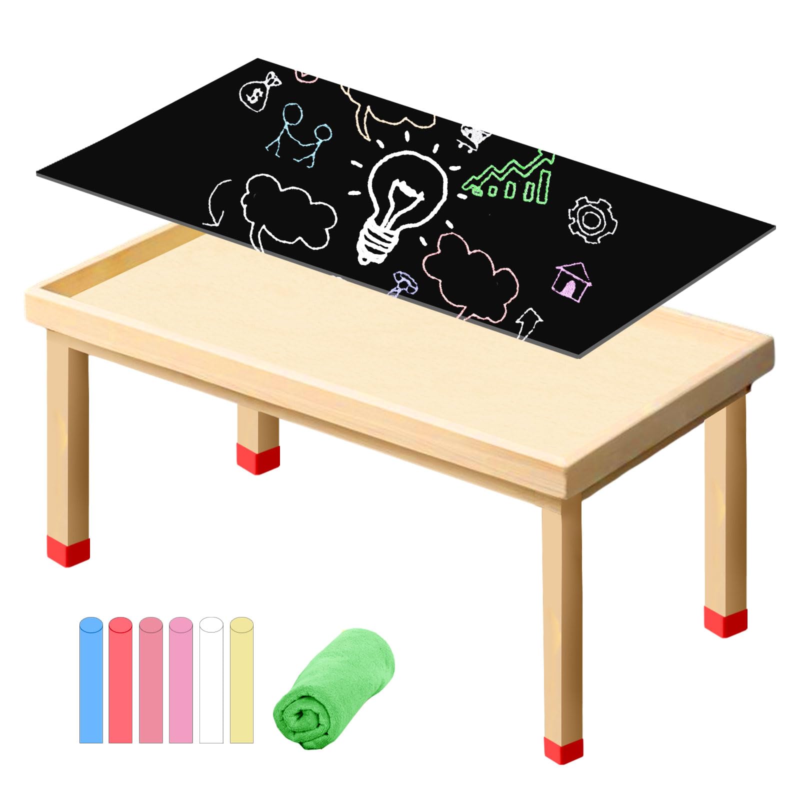 Swity Home Sensory Table 31x21x16 Inch Kids Activity Table with Blackboard & Whiteboard Desktop, Wooden Kids Play Table Art Table Desk for Toddlers Ages 1-12 to Study, Drawing, Craft, Play Sand, Meals