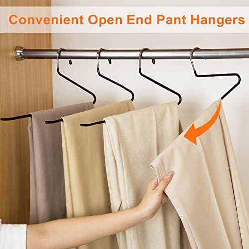 ELONG HOME Slack Pants Hangers, 30 Pack Open Ended Design Durable Anti-Rust Chrome Metal Hangers, Hangers Non Slip Rubber Coating, Slim & Space Saving Jeans Hanger for Easy-Slide Pants