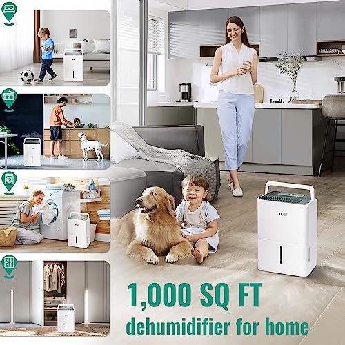 DuraComfort Dehumidifier For Home With hose,1000 Sq Ft Dehumidifiers for Bedroom Bathroom Basement Closet Kitchen RV Humidity Removal Air Dehumidifier,white