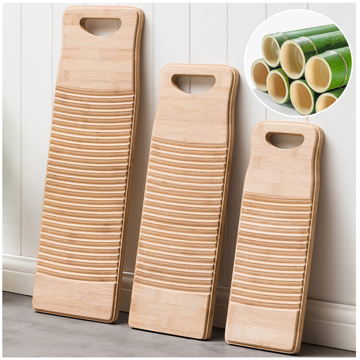 Large Hand Washboard for Laundry Washing Clothes, Natural Wooden color Anti-slip Cleaning Board, Rustic Old Fashioned Wash board for Hand Washing, Big Scrub Board for women School Home,Vintage Decor