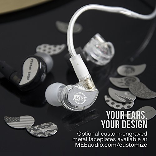 MEE audio M6 PRO In Ear Monitor Headphones for Musicians, 2nd Gen Model With Upgraded Sound, Memory Wire Earhooks & Replaceable Cables, Noise Isolating Professional Earbuds, 2 Cords Included (Clear)