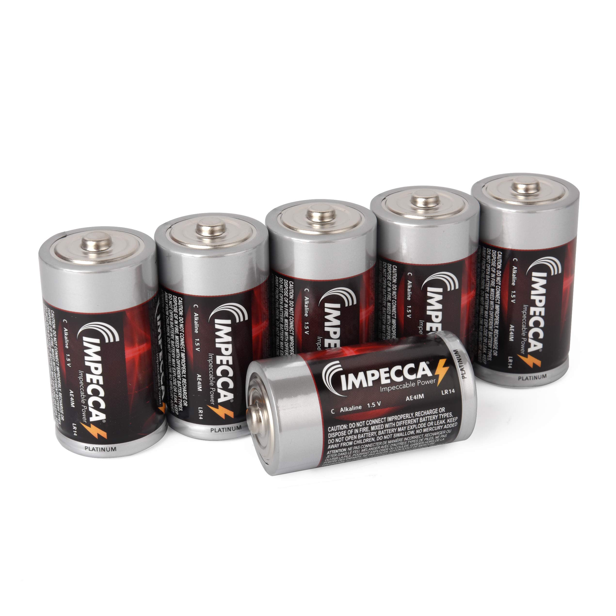 Impecca C Batteries High-Performance Alkaline C Cell Battery with A 10 Year Ultra Long Lasting Shelf Life Leak Resistant 1.5V All-Purpose Batteries Platinum Series, 12-Pack