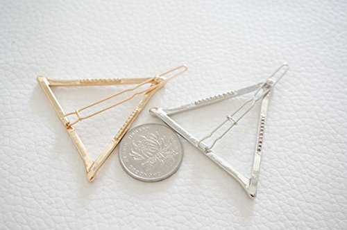 Minimalist Geometric Triangle Hair Clip, Dainty Hollow Metal Hairpin Clamps Accessories Barrettes Bobby Pin Ponytail Holder Statement (Gold and Silver)