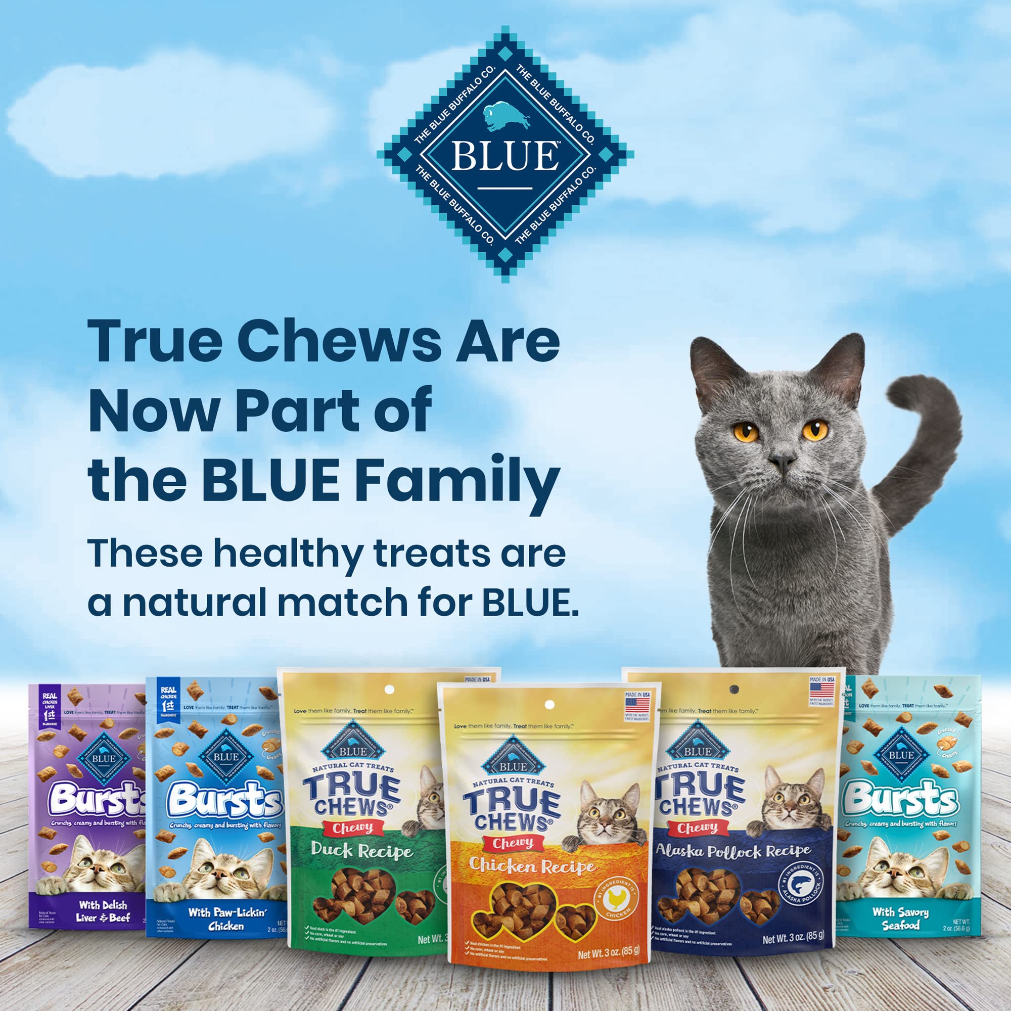 Blue Buffalo True Chews Natural Chewy Cat Treats, Duck 3 oz bag