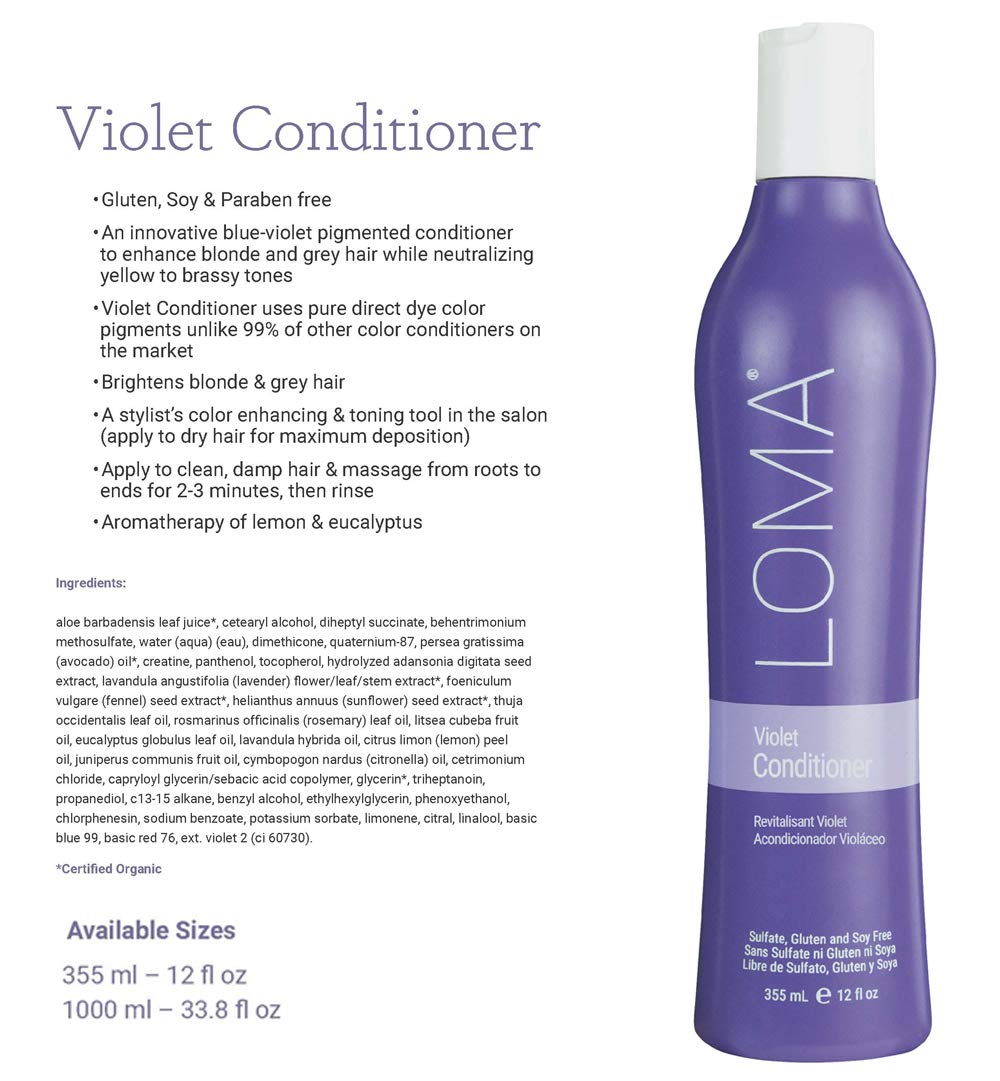 LOMA Violet Shampoo and Violet Conditioner (DUO PACK) 33 Sulfate, Paraben and Gluten FREE