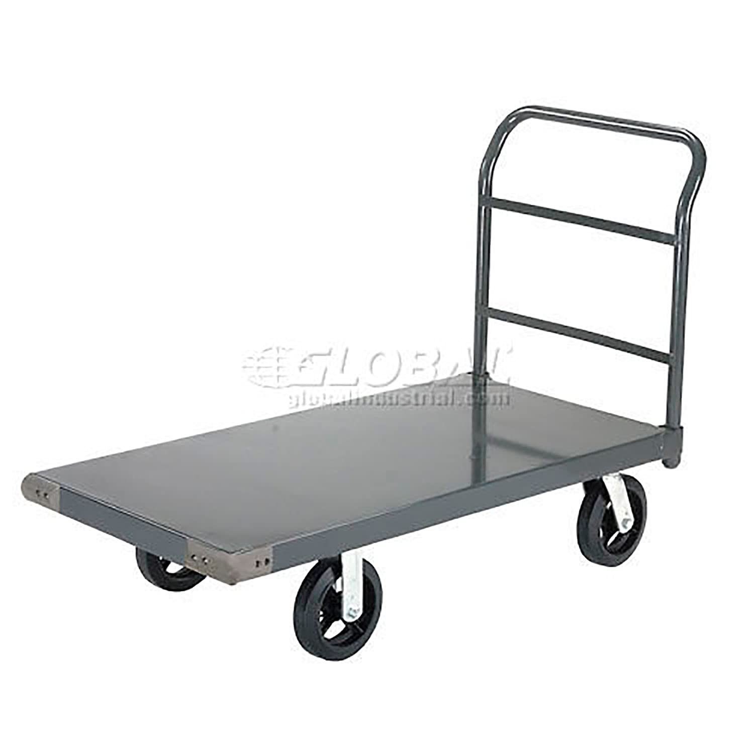 Global Industrial Platform Truck w/Steel Deck, 8" Rubber Casters, 48 x 30, 2400 Lb. Capacity