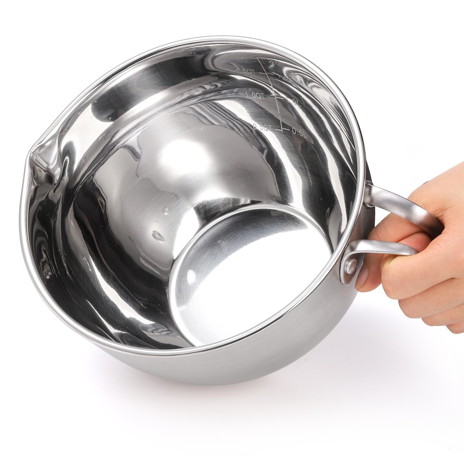 ZENFUN Double Boiler Pot Set with Silicone Spatula, 2000ML/1.8QT Chocolate Melting Pot with 2800ML/2.54QT Stainless Steel Pot, Candy Melting Pot, Chocolate Melter for Butter, Caramel, Cheese, Wax,
