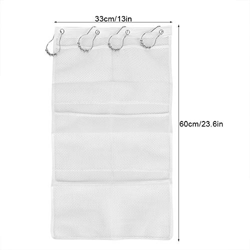 Beufee 2 Pack Mesh Hanging Shower Organizer, Bath Shower Caddy Organizer Curtains Bathroom Toiletry Wall Door Hanger Organizer with 6 Pockets