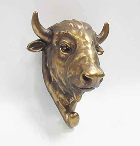 Pacific Giftware Wild Animal Head Single Wall Hook Hanger Animal Shape Rustic Faux Bronze Decorative Wall Sculpture (Bull)