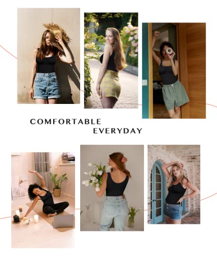 FeelinGirl Shapewear Tops for Women Tummy Control Compression Tank with Bra Smoothers and Shapers Top Beige M/L