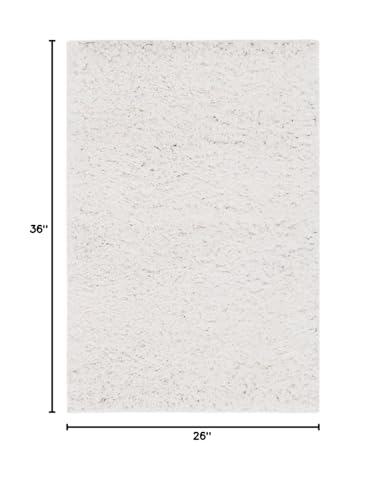 Rugs.com Zermatt Shag Collection Rug β 2' 2 x 3' White Shag Rug Perfect for Entryways, Kitchens, Breakfast Nooks, Accent Pieces