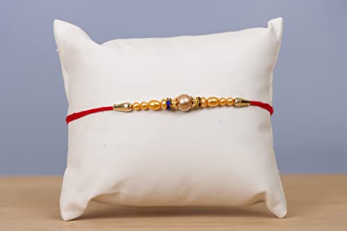 CHERKRAFT Pearl Rakhi for Brother Simple Rakhi for Small Bro Bhai Thread Bracelet Raksha Bandhan