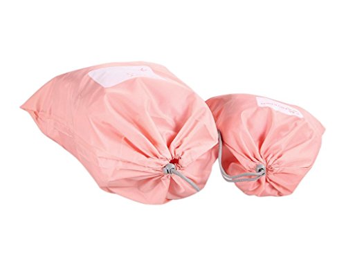 Multipurpose Essential Travel Packing Organiser Waterproof Drawstring Suitcase Clothes Underwear Laundry Shoes Bags Storages Toiletries Cosmetics Cases Holders Storages Bags Pouches 4 Pcs set Pink