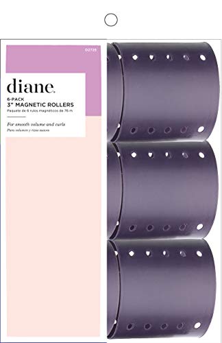 Diane Magnetic Rollers Pack of 6 Hair Rollers for Women and Girls Diameter 3 Inch Purple, 6 Count (Pack of 1)