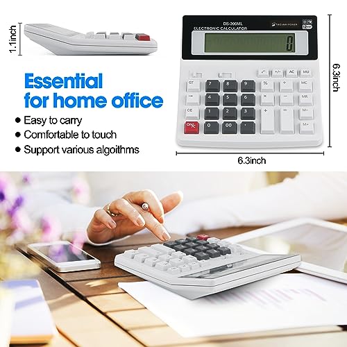 Calculator, BviFioX Desk Calculator, 12 Digit Large LCD Display, Solar and Battery Office Calculator, Large Keys, Standard Function for Daily Use in Home and Office (CT-200ML)