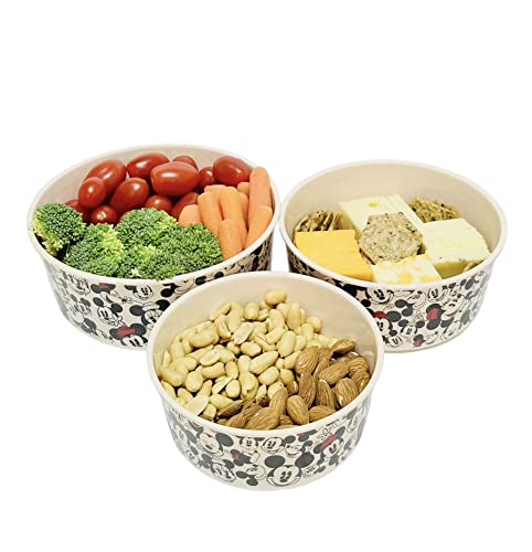 Disney Mickey Bamboo Storage Container Set of 3 Mickey Mouse Minnie Mouse