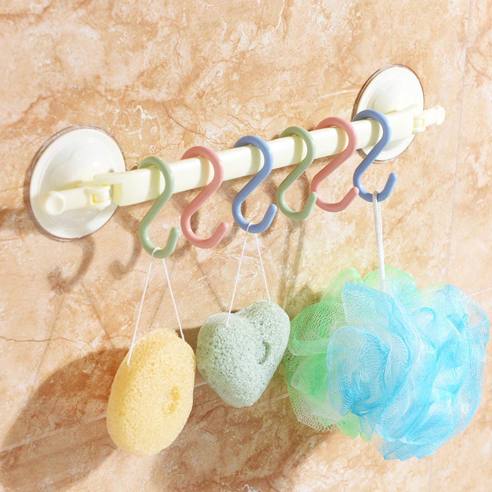 S-Shaped Hooks, Plastic Clothes Hangers Multi-Purpose Storage Racks Portable Key Holders, Durable Hanging Hooks Bathroom Organizers(4Pcs Pink L)