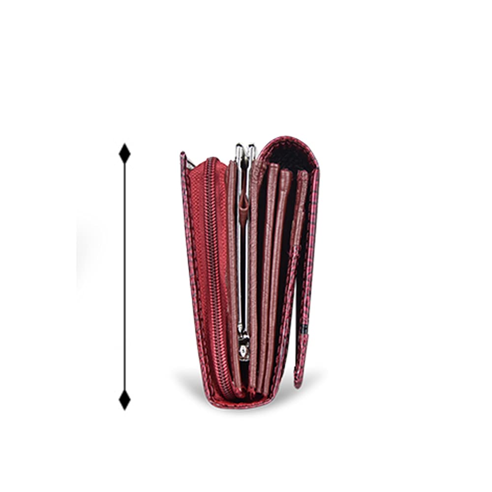 Dicihaya Womens Large Capacity Zipper Luxury Patent Genuine Leather Clutch Wallet Multi Card Organizer Coin Pouch (Burgundy)
