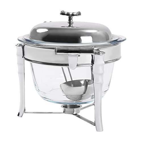 DYRABREST Chafing Dish Buffet Set,Stainless Steel Frame Chafing Dishes Glass Dish Server Food Warmer with Soup Ladle for Parties