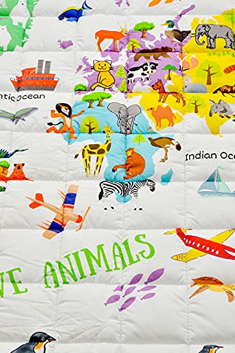 Baby Play Mat, Animals of The World, 60x60 Inches 100% Cotton Machine Washable
