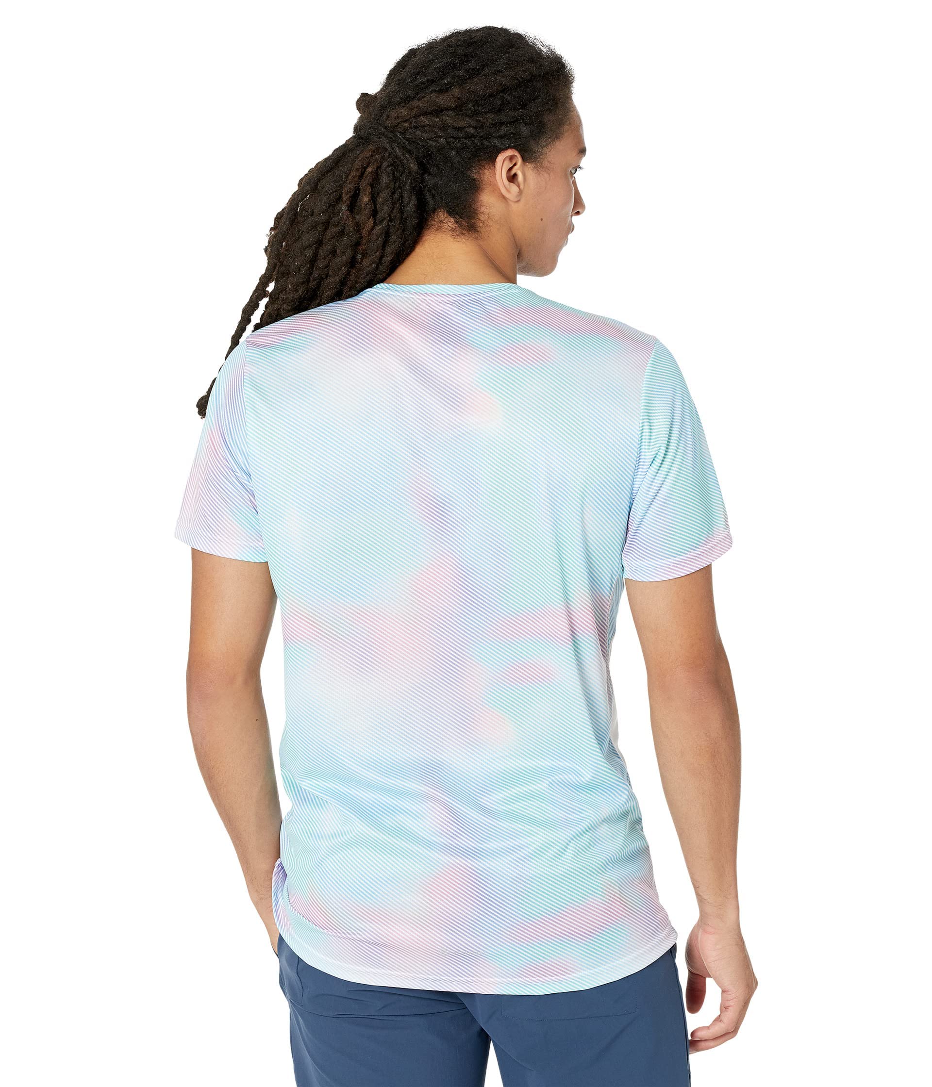 adidas Men's Own The Run Colorblock Tee, Multicolor/Bliss Blue/White, Large