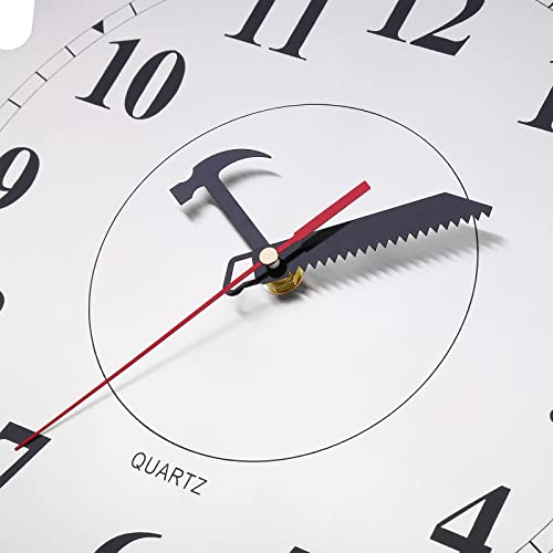CIGERA 12 Inch Metal Wall Clock with Circular Saw Blade Dial, Handsaw and Hammer Pointer,Great Decor for Garage,Workshop and Man Cave