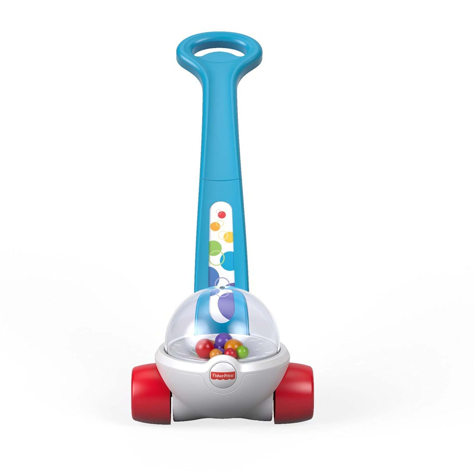 Fisher-Price Corn Popper Baby Toy, Toddler Push Toy with Ball-Popping Action for 1 Year Old and Up, 2-Piece Assembly, Blue