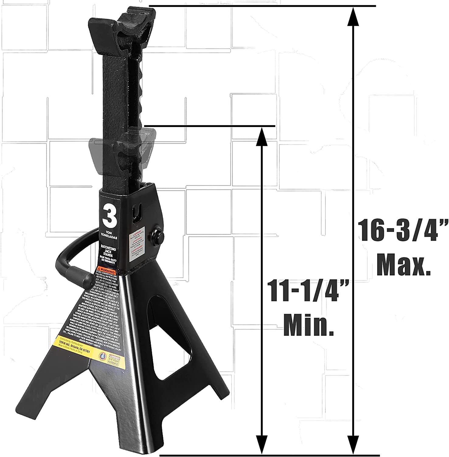 BIG RED AT43202BR Torin Steel Jack Stands: 3 Ton (6,000 lb) Capacity, Black, 1 Pair