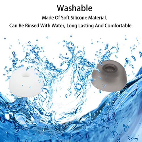 Ear Bud Replacement Pieces Silicone Soft Rubber Earbud Tips Eargel Cover, Compatible with Jabra Elite 75t/ 65t/ Active/ 7 Pro/Elite 3/ Elite S/M/L 6 Pairs Transparent Grey and White