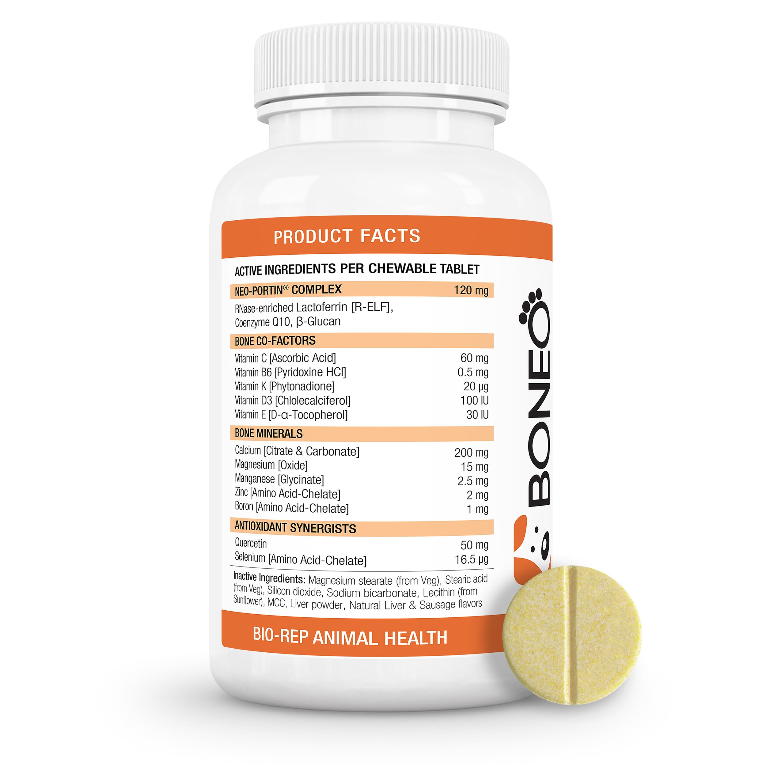 Boneo Canine Maintenance Formula- Lactoferrin-Based Bone and Joint Supplement for Dogs- 90 Ct Chewable Tablets, Liver and Sausage Flavor
