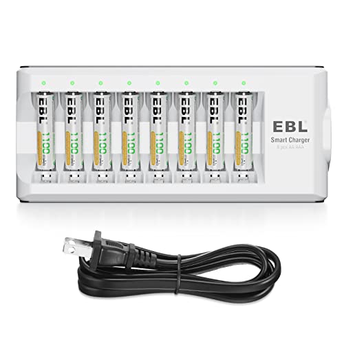 EBL AAA Rechargeable Batteries, 8 Pack Precharged AAA Batteries 1.2V 1100mAh with AA AAA Battery Charger