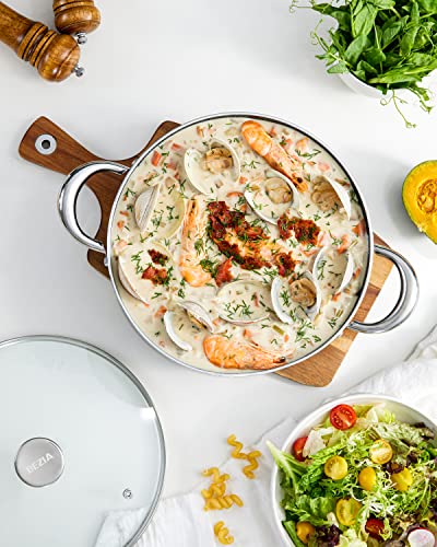 BEZIA Cooking Pot with Lid, 6 Quart Nonstick Stock Pot/Stockpot with Lid, Non Stick 6 QT Large Capacity Induction Pot for Soup, Broth, Chili, Stew - All Stove Compatible