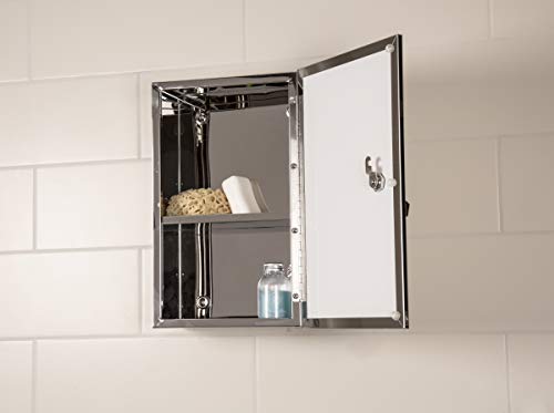 Croydex WC846005AZ Trent Stainless Steel Lockable Surface Mount Medicine Cabinet with Keys, 15.7 x 9.8 x 5.2 In.
