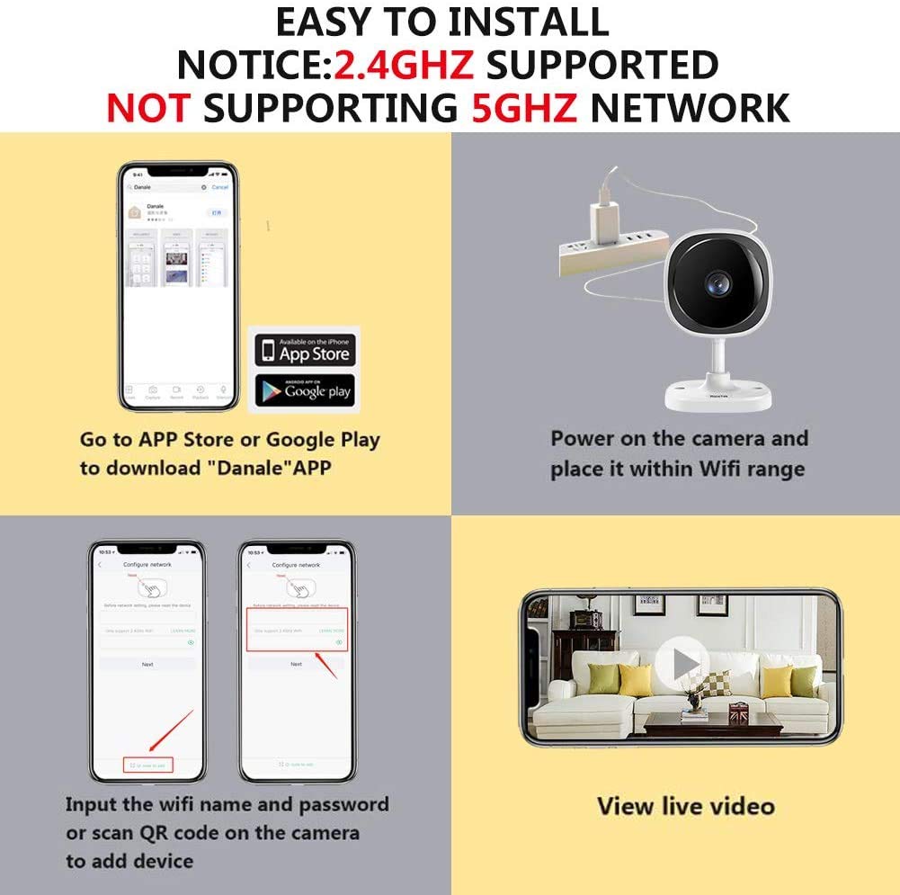 Wireless Security Camera 1080P,180 Degree Panoramic Camera with Motion Detection,Night Vision,Two-Way Audio,Home Security WiFi IP Camera for Office/Baby/Nanny/Pet Monitor (White-2 Pack)