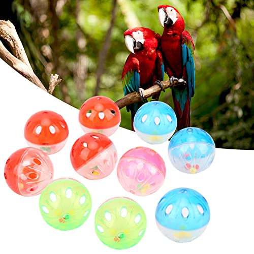 Bird Chew Toy Ball, 10Pcs Colorful Plastic Parrot Cage Bird Ball Toy Jingle Balls Cage Accessories Parakeet Chewing Pet Bite Ball for Chewing Training Biting