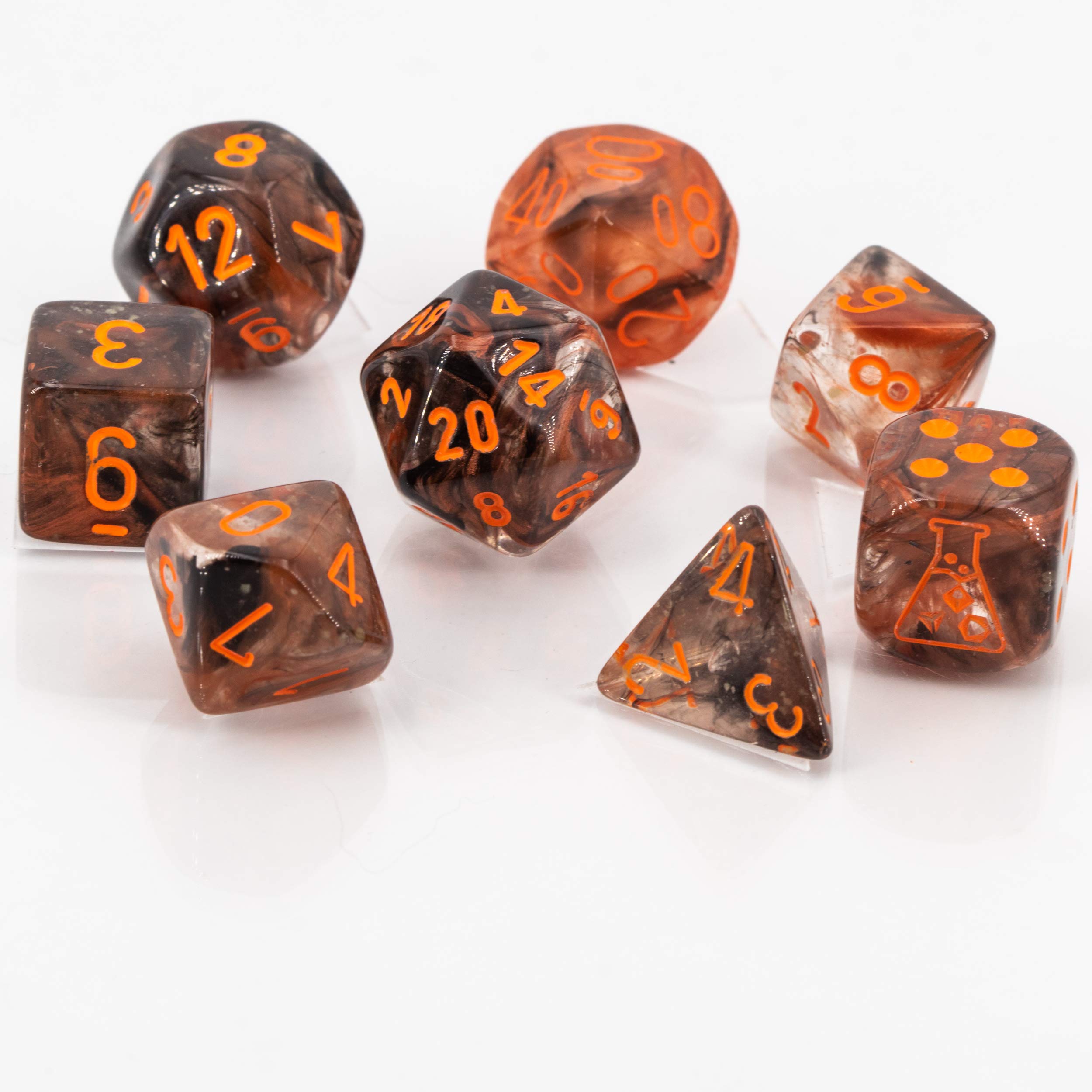 Chessex Lab Dice 4 Nebula CopperMatrix/ Orange Boxed Set